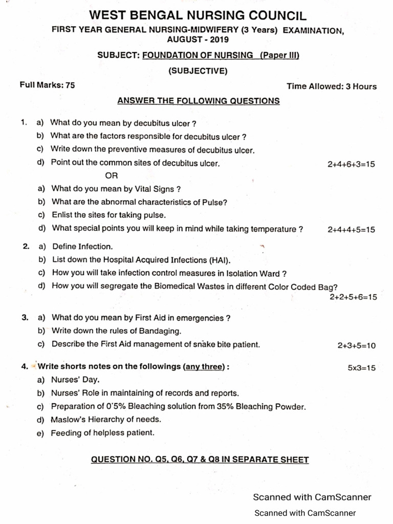 Foundation of Nursing (Paper 3) - 1 | PDF