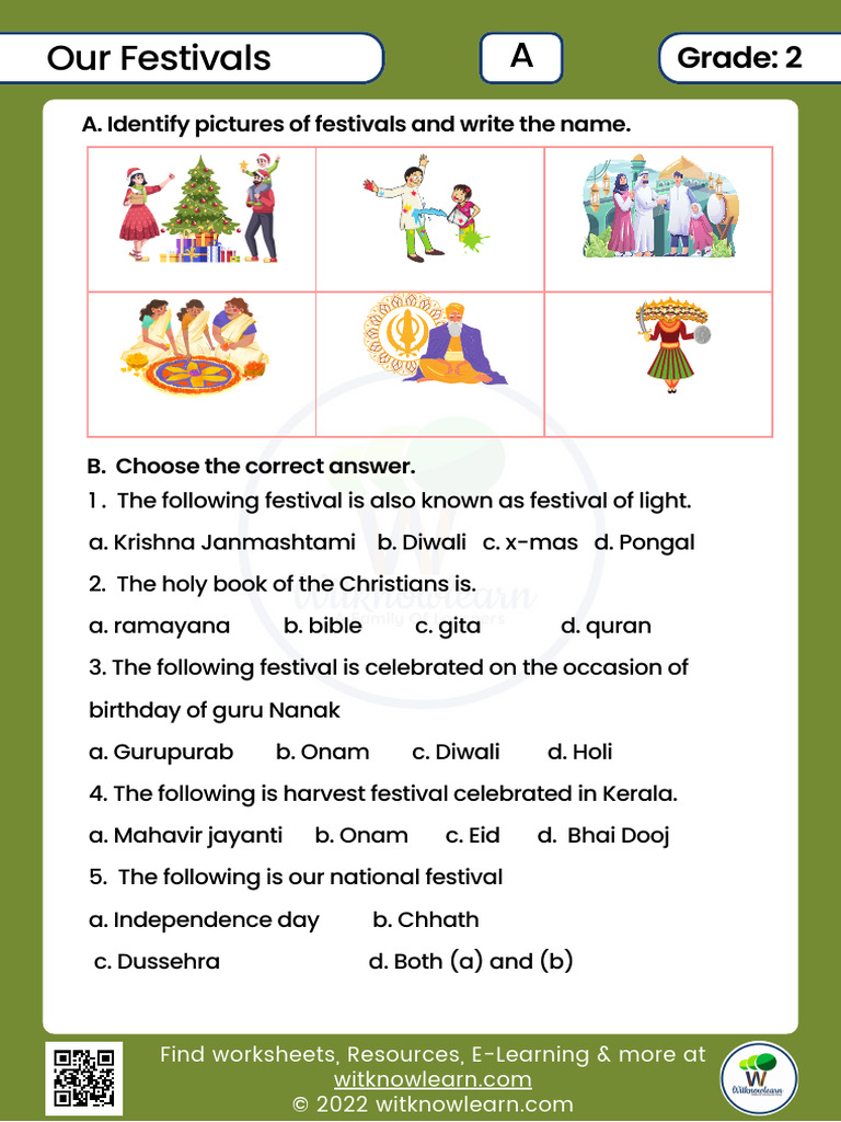 Our Festivals For Class 2 Worksheet With Answer 0 2022 27-08-112644 | PDF