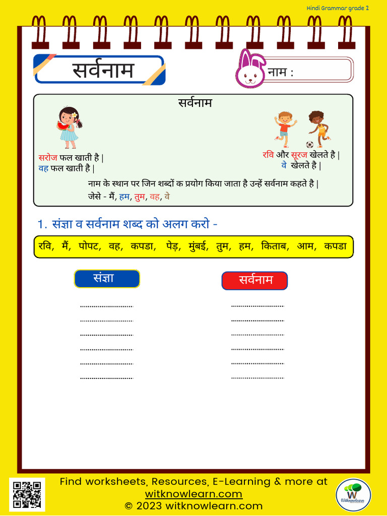 Fun and Free Colourful Sarvanam Worksheet For Class 2 Students 0 2023 ...