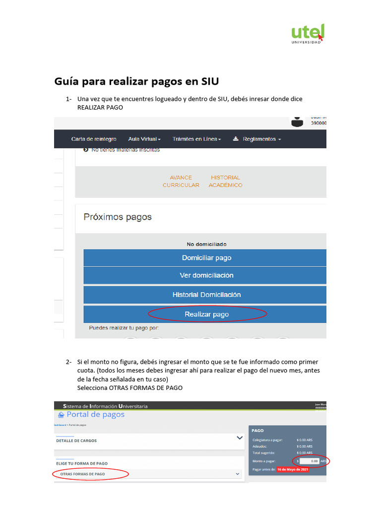 Guía para Realizar Pagos en SIU | PDF