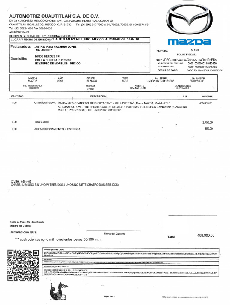 Factura MAZDA Digital 1 | PDF