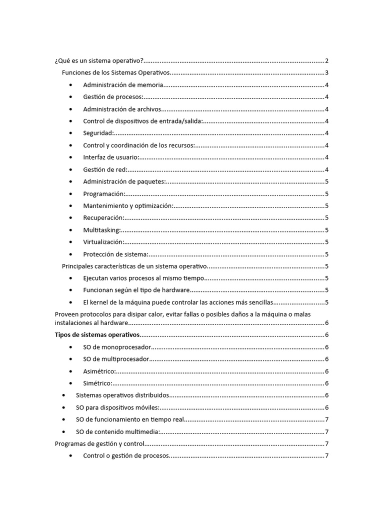 Tabla de Contenido (Temasistemas Operativos) Ofimatica | PDF