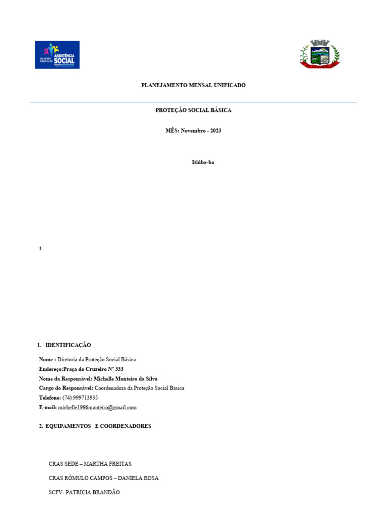 PLANEJAMENTO - MENSAL Michelle | PDF