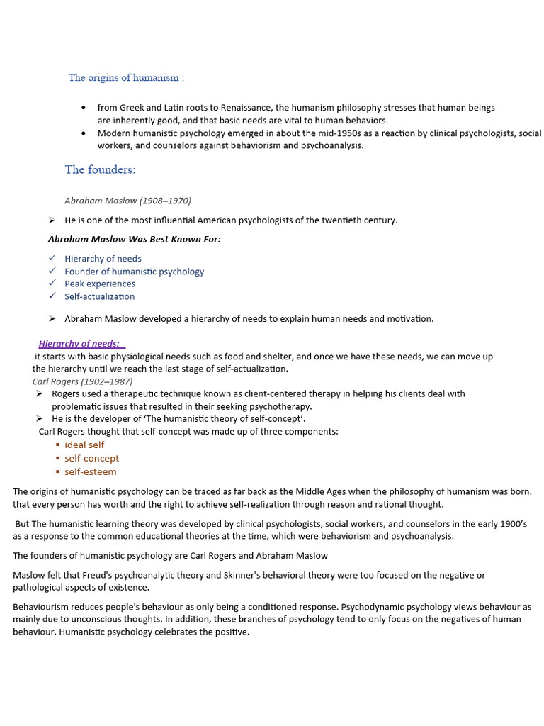 The Origins of Humanism | PDF | Humanistic Psychology | Self Actualization