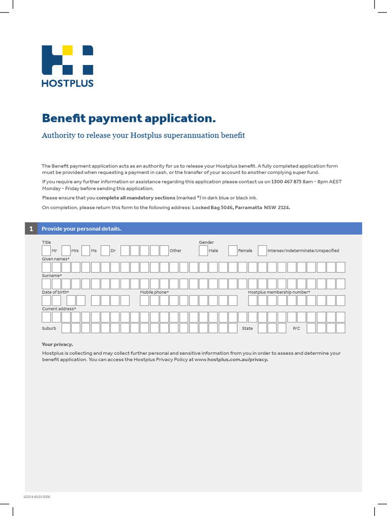 1223.9 F Benefit Payment Application ISS6 - 1021 - HR | PDF | Financial ...
