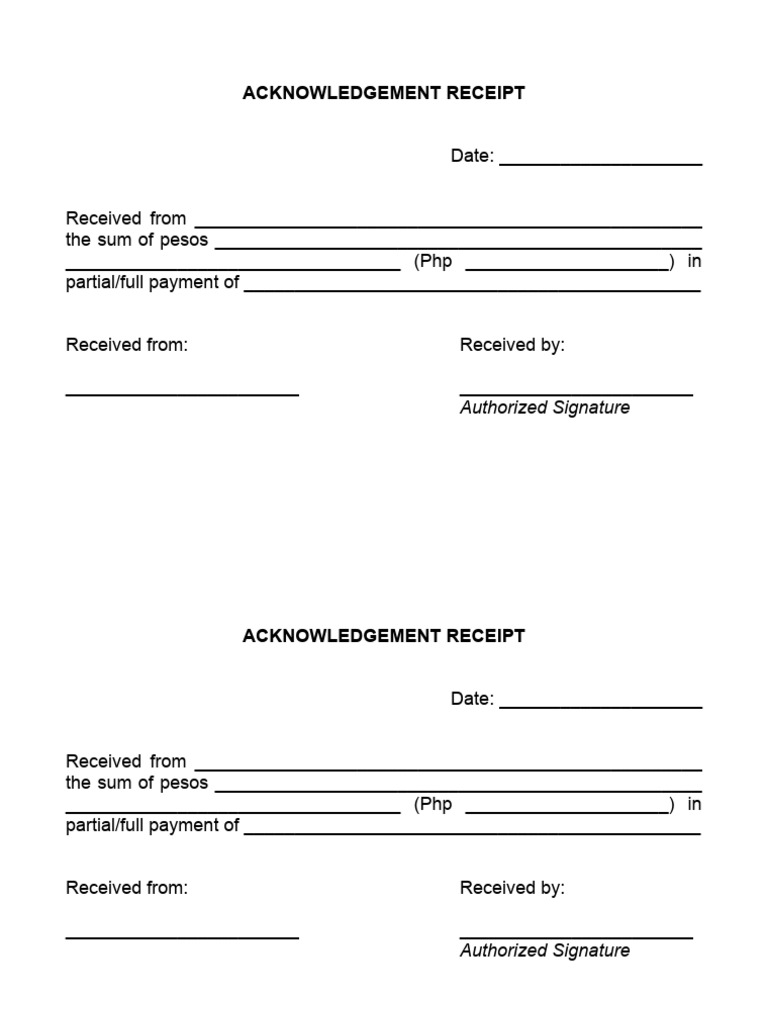 Acknowledgement Receipt Template | PDF