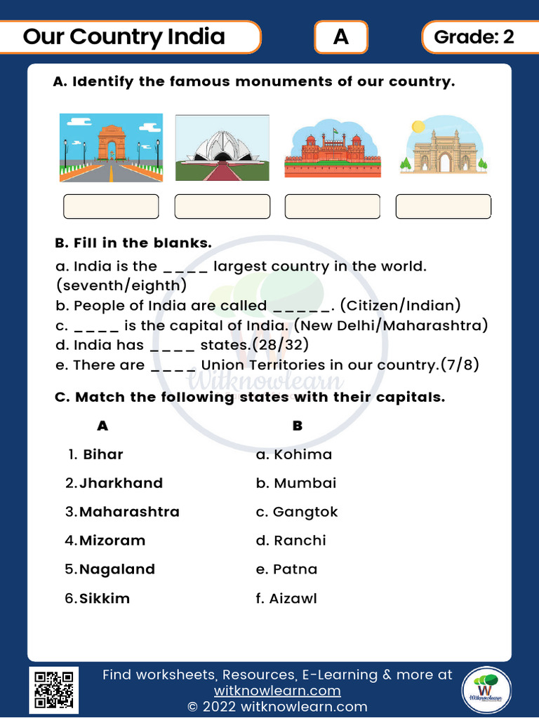 Worksheet On My Country India India and States 0 2022 19 08 070833 ...