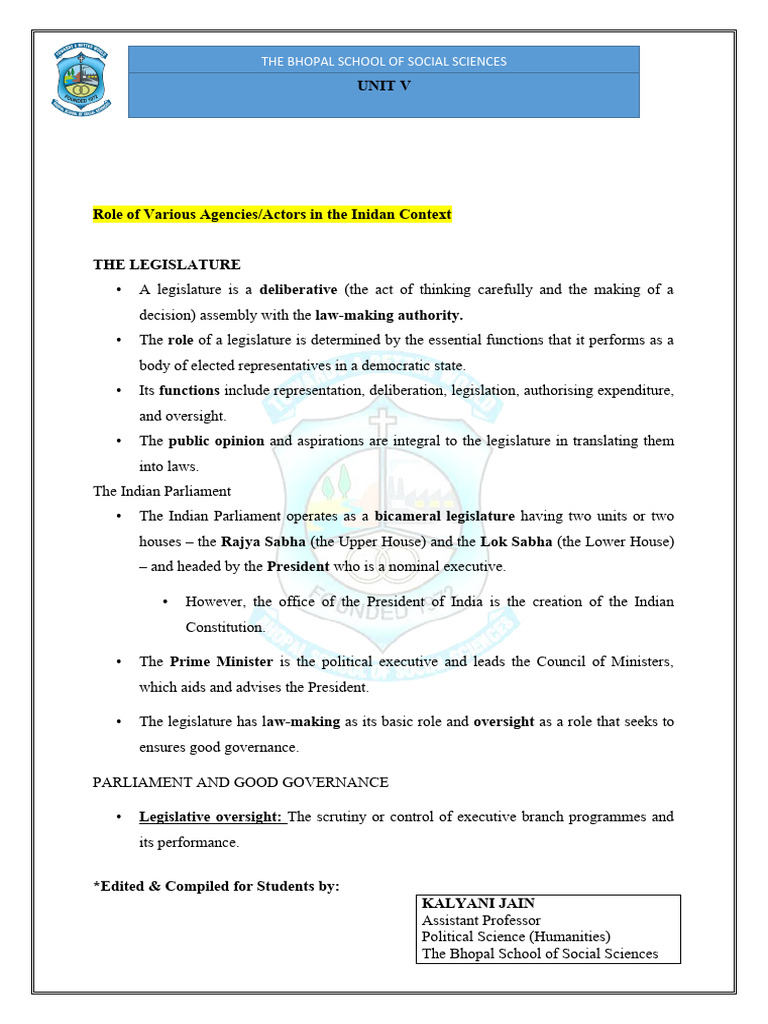 Role of Legislature in Good Governance | PDF | Legislature | Committee