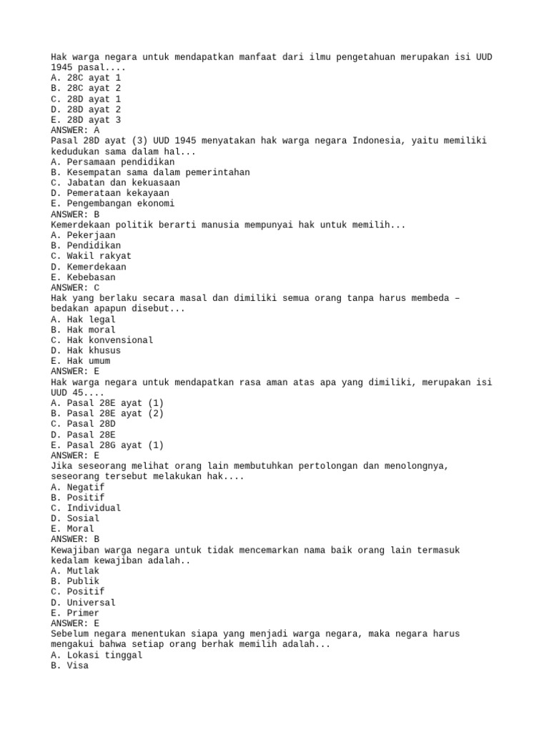 Soal Pas PKN KLS Xii | PDF