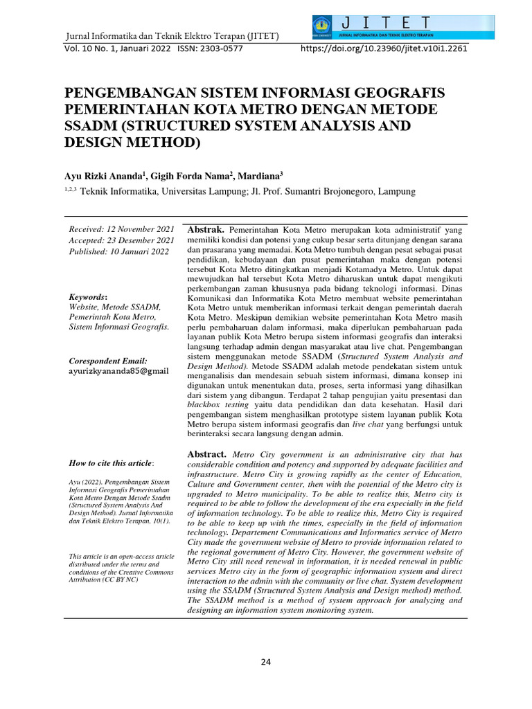 PENGEMBANGAN SISTEM INFORMASI GEOGRAFIS PEMERINTAHAN KOTA METRO DENGAN ...
