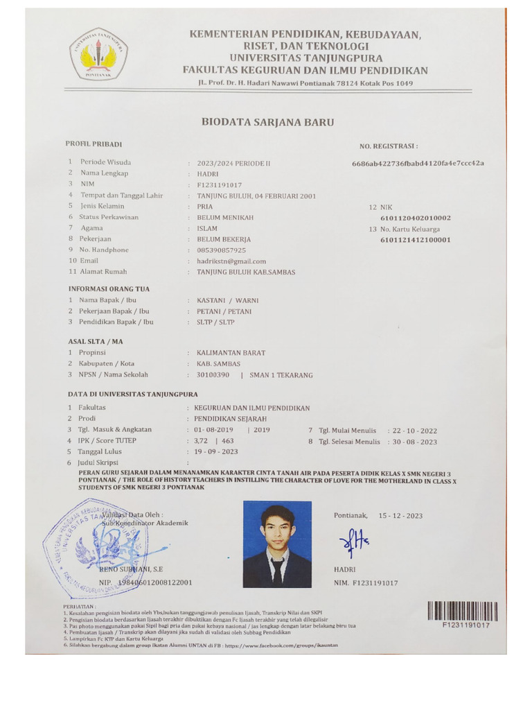 Biodata Sarjana Baru | PDF