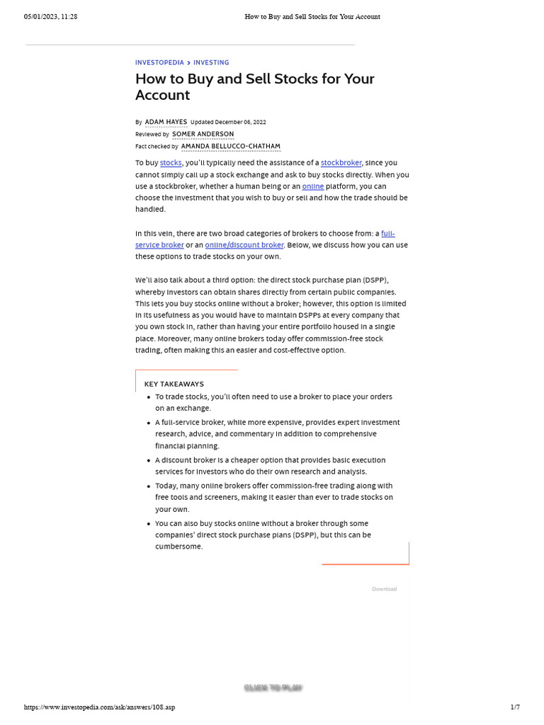 How To Buy and Sell Stocks For Your Account | PDF | Stocks | Investing