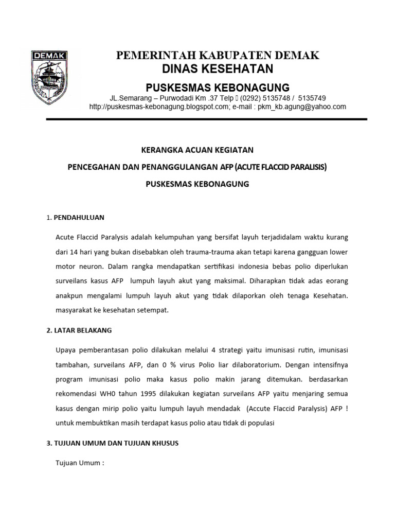 Kak Pencegahan Dan Penanggulangan Afp | PDF