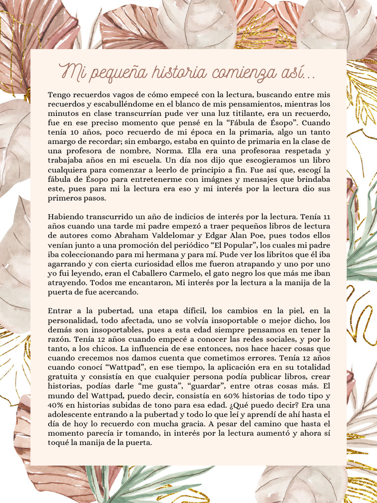 Mi Pequeña Historia Comienza Así | PDF