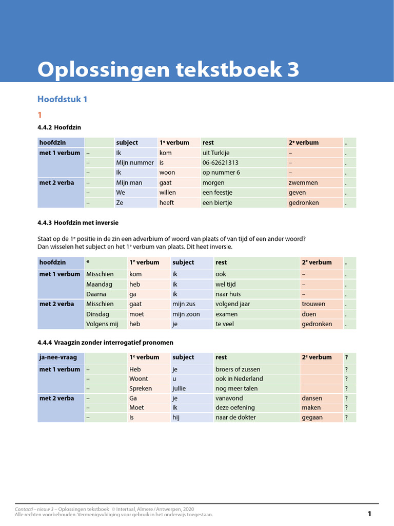 Contact Nieuw Tekstboek 3 Oplossingen | PDF