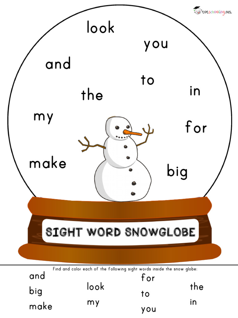 Free - Snowglobe Sight Words | PDF