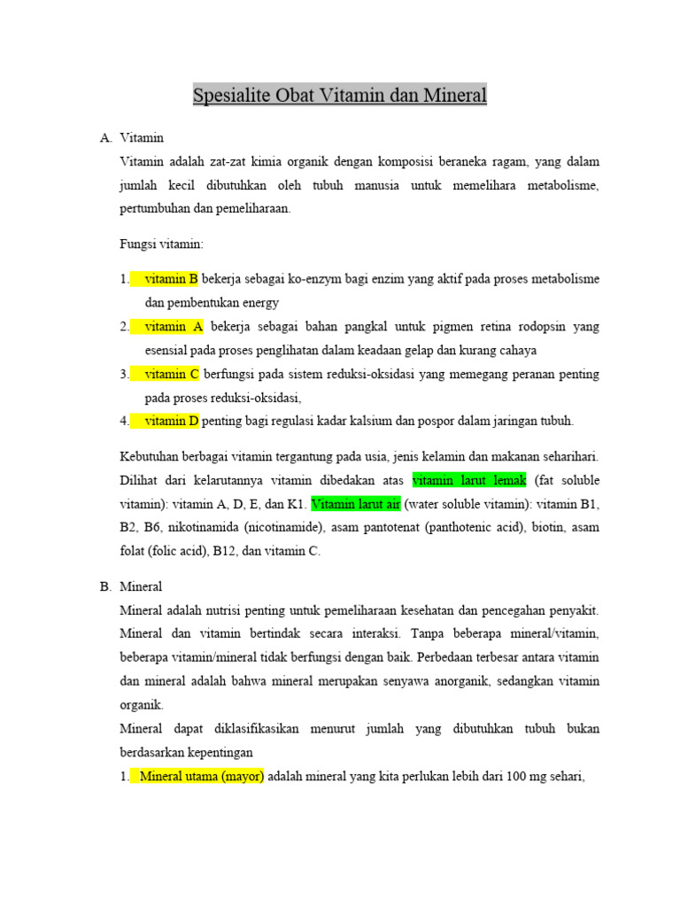Panduan Lengkap Vitamin, Mineral, dan Obat | PDF