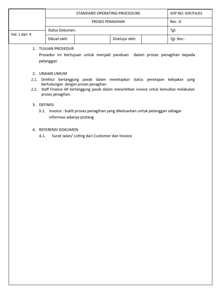 SOP-01 - Proses Penagihan | PDF