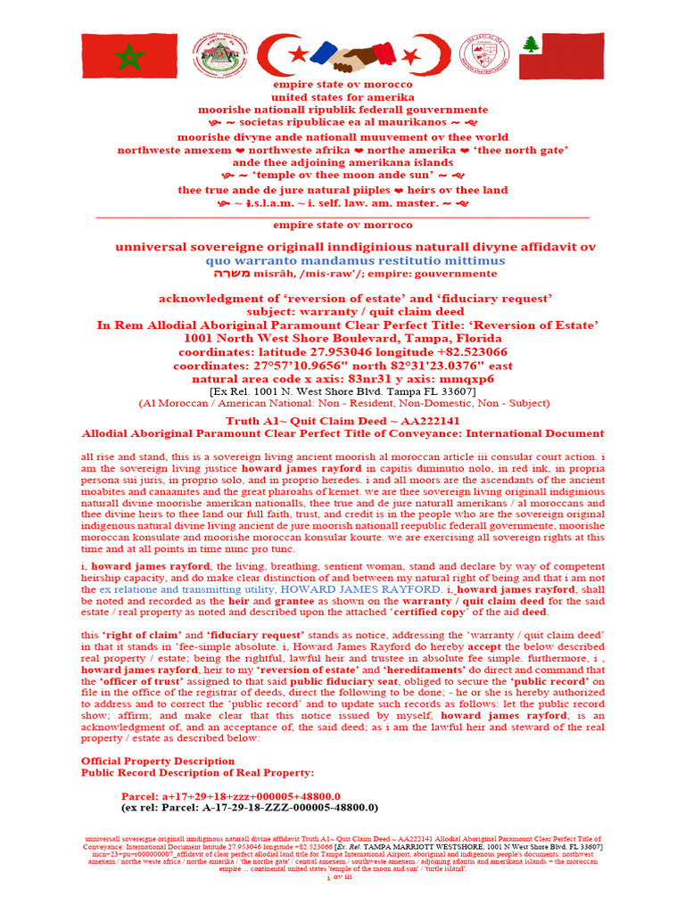 Acknowledgment of Reversion of Estate' and Fiduciary Request' Quit ...