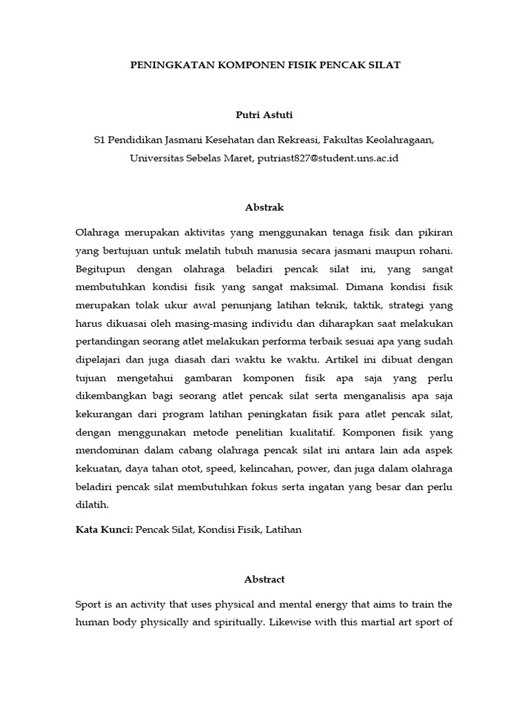Peningkatan Komponen Fisik Pencak Silat | PDF