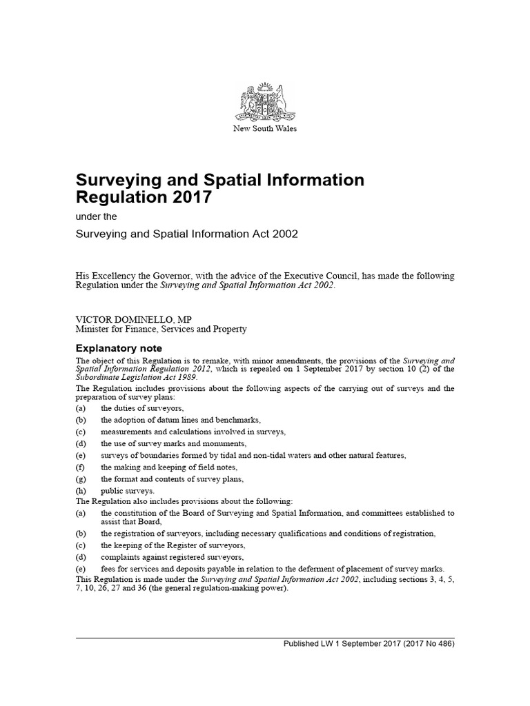 2017-486 Surveying and Spatial Information Regulation 2017 | PDF