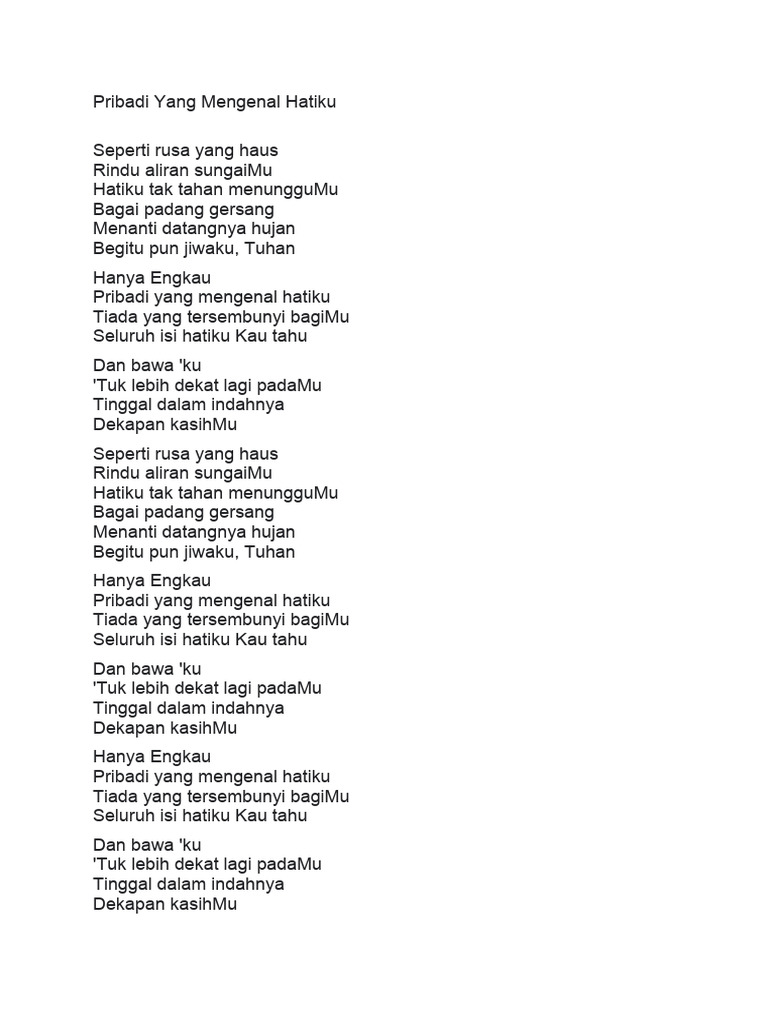 Pribadi Yang Mengenal Hatiku | PDF