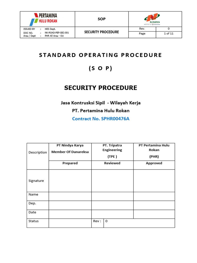 SOP-HES-01 Security Procedure | PDF