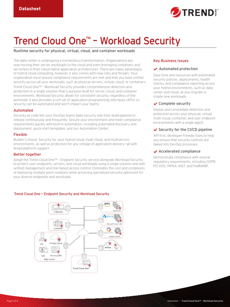 Ds-Cloud-One-Workload-Security Datasheet | PDF | Cloud Computing | Security