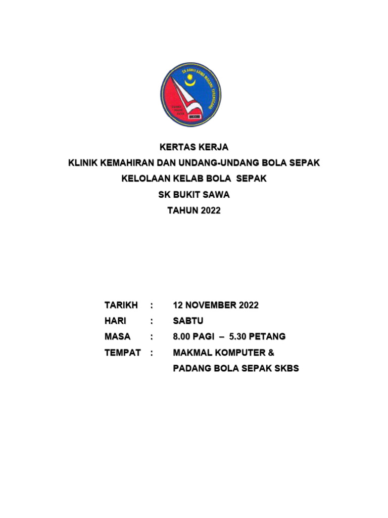 Kertas Kerja Bolasepak SKBS 2022 | PDF