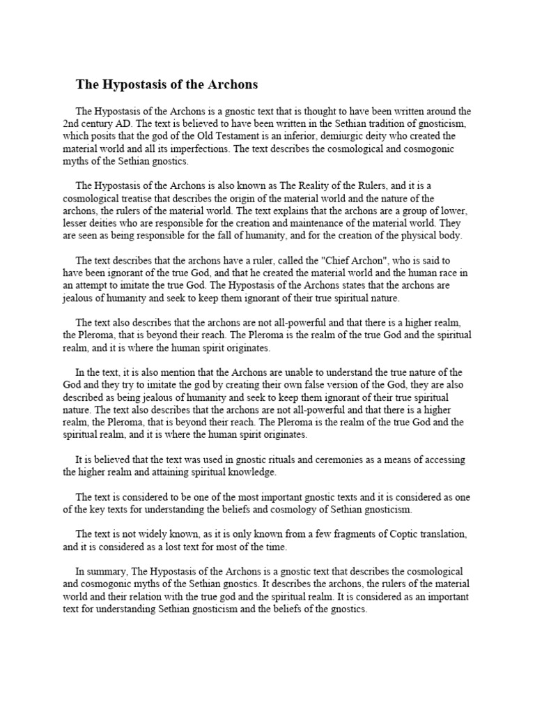 Gnostic Text: Hypostasis of the Archons | PDF | Gnosticism | Gnosis