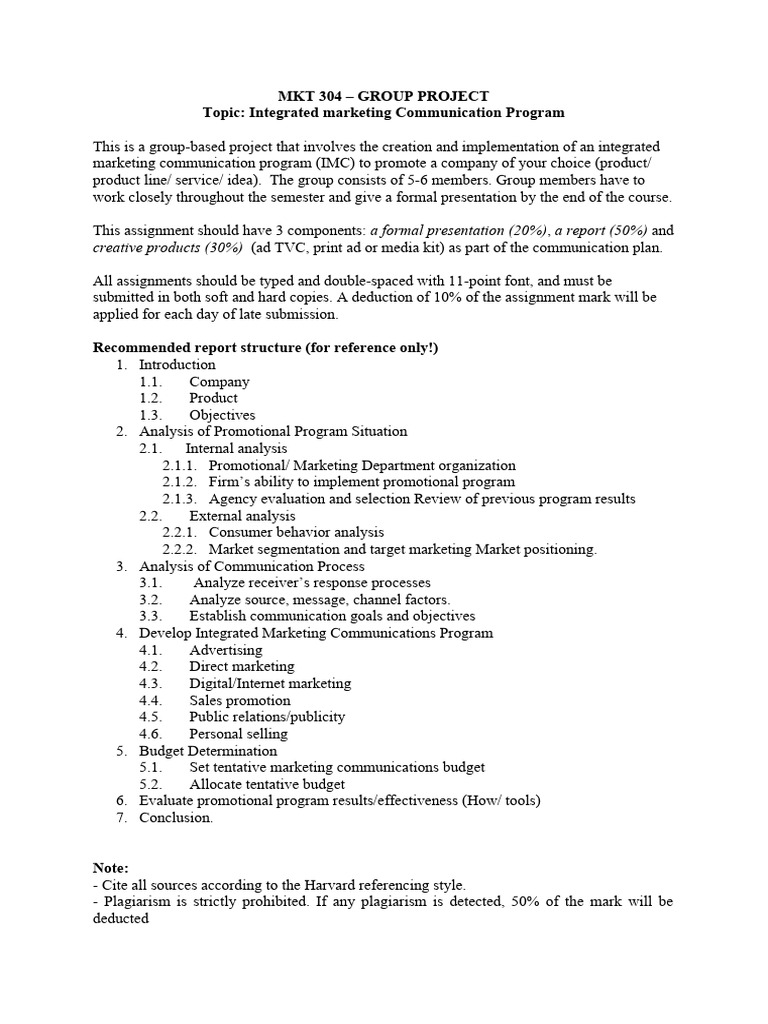 MKT 304 Integrated Marketing Project | PDF | Business