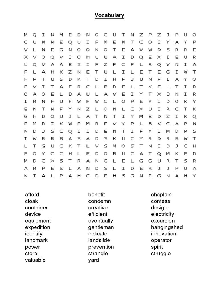 Vocabulary - Word Search | PDF