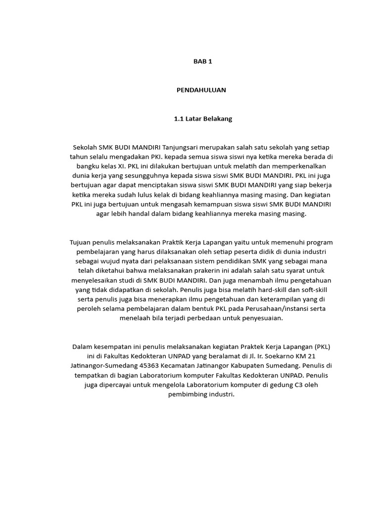 contoh laporan pkl tkj | PDF