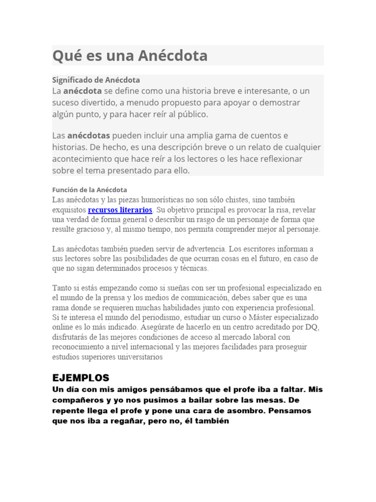 Qué Es Una Anécdota? | PDF