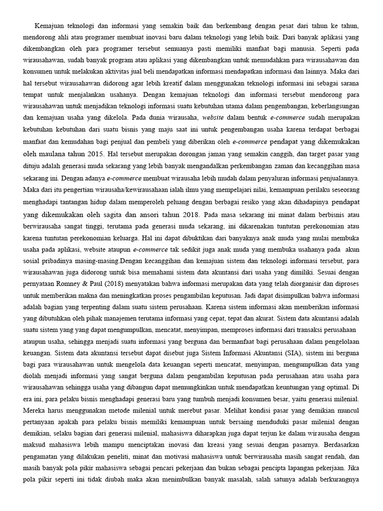 Peran E-Commerce dalam Wirausaha Mahasiswa | PDF