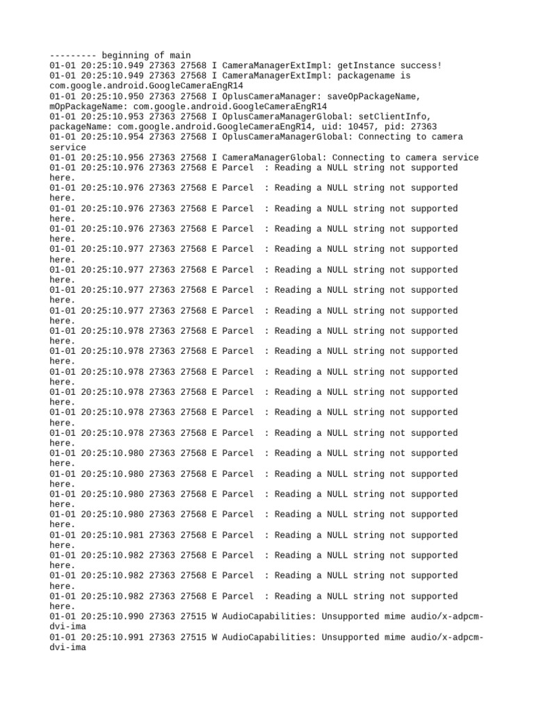 Camera Debug Log Analysis | PDF | Computers