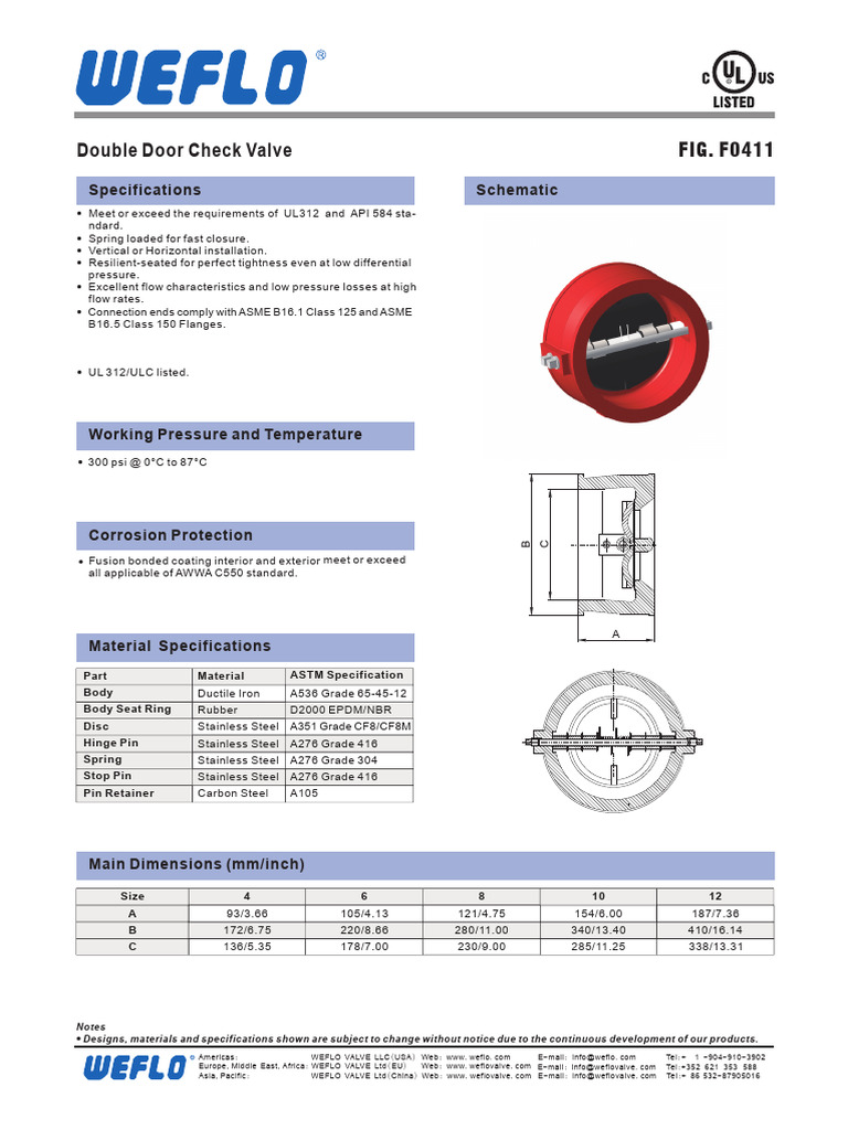 F0411 300 Double Door Check Valve | PDF
