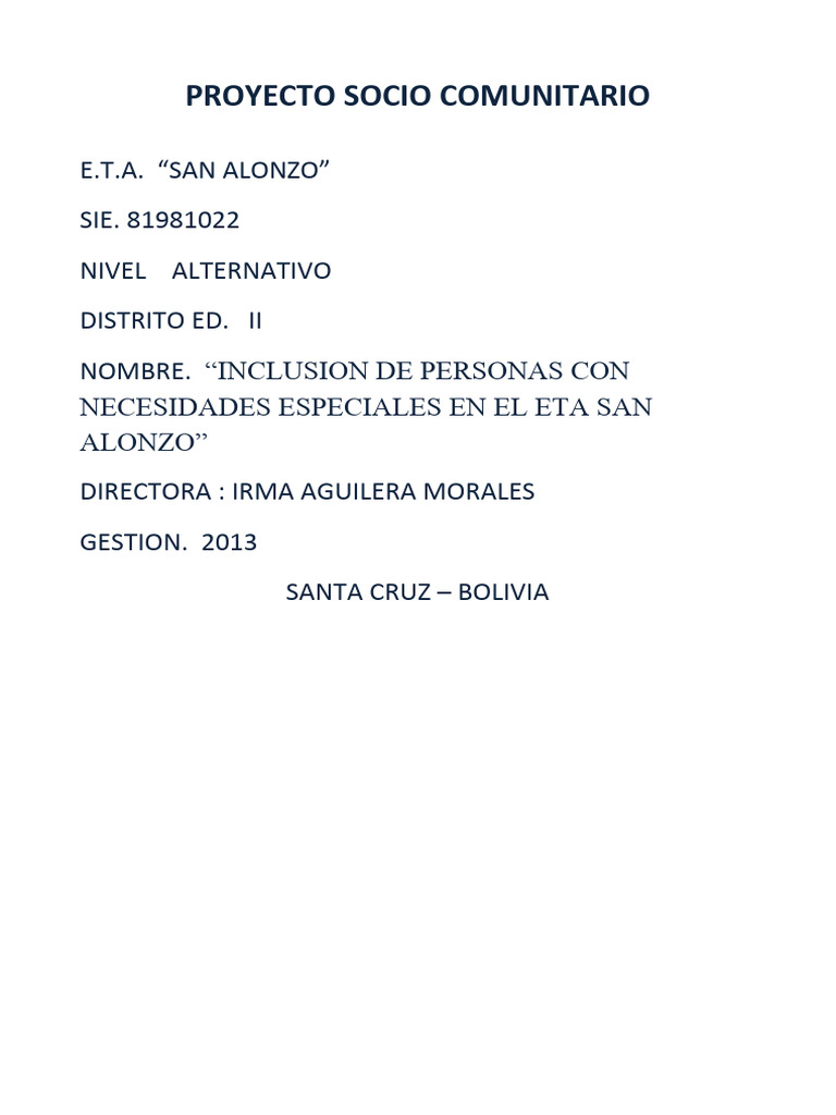 Proyecto Socio Comunitario 2013ref | PDF