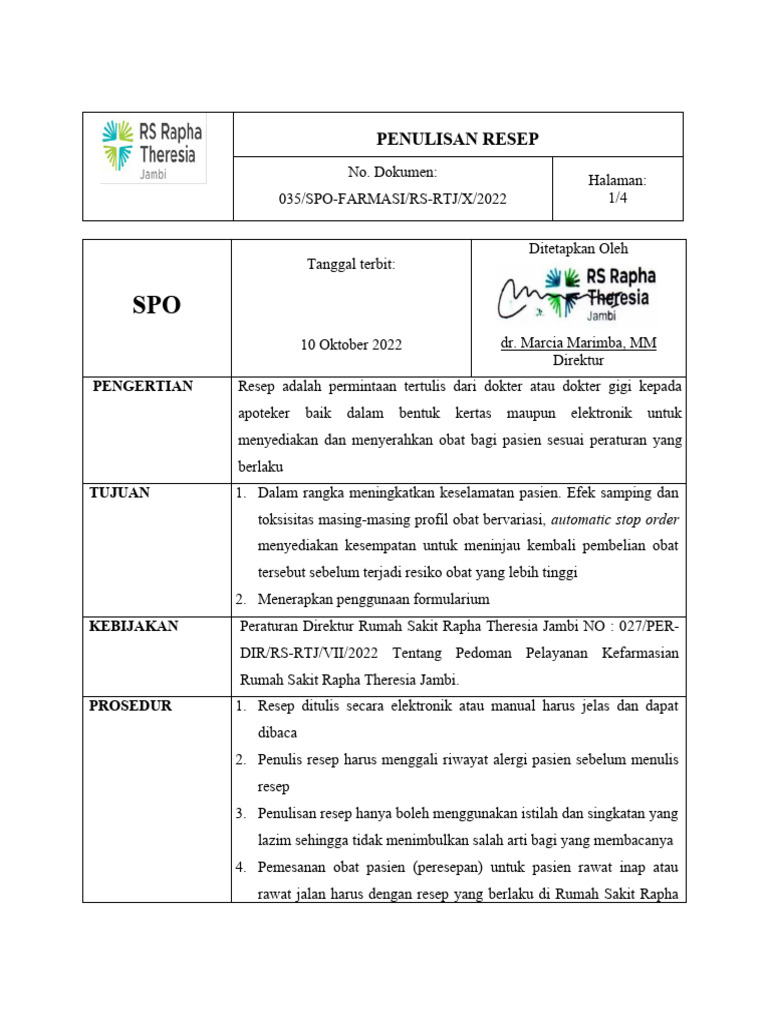 Panduan Penulisan Resep Obat | PDF