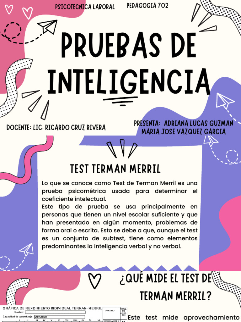 Presentación Pruebas de Inteligencia | PDF | Inteligencia | Aprendizaje