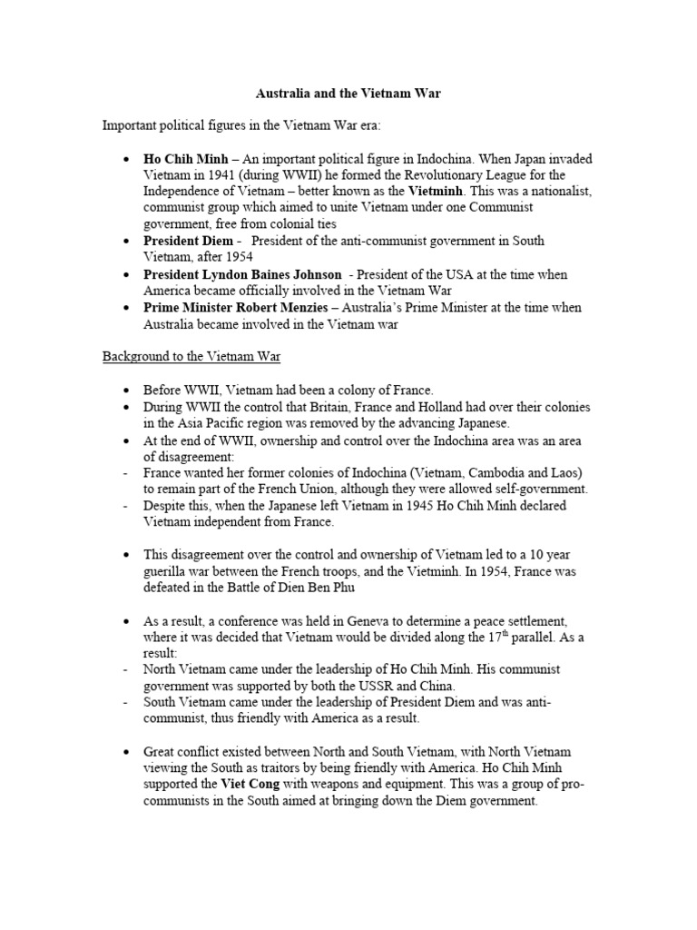 Australia and The Vietnam War Overview | PDF