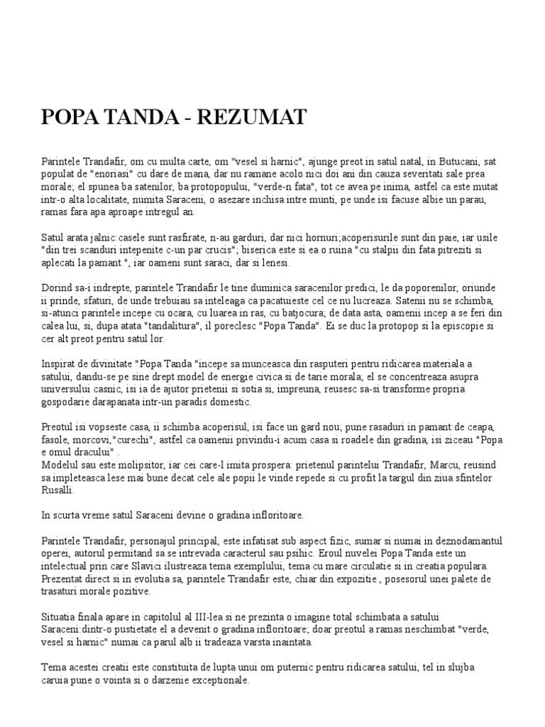 POPA TANDA-rezumat