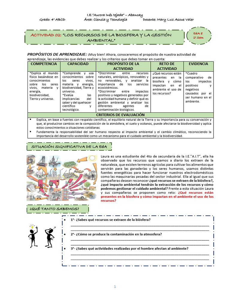 Act 2-EXPLICA - EdA 8 | PDF | Entorno natural | Agua