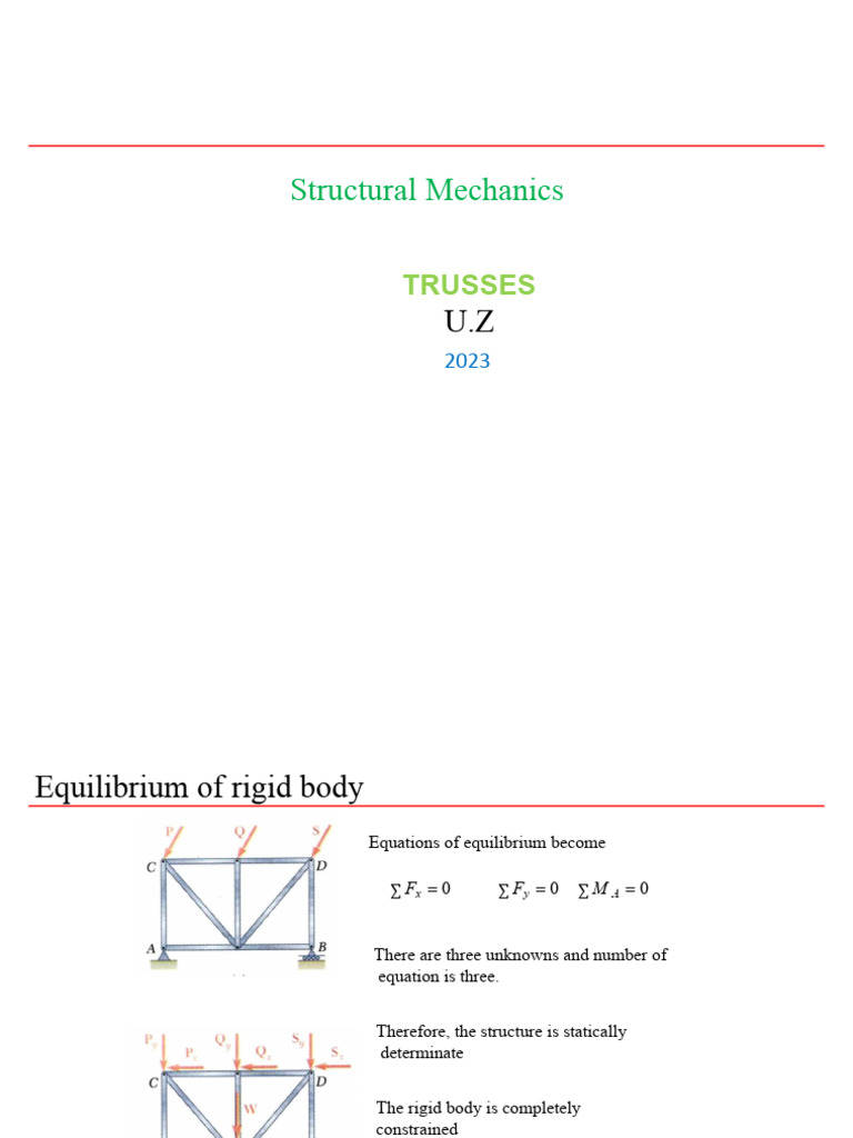 Trusses | PDF | Truss | Structural Analysis