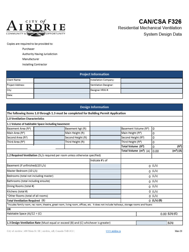 HVAC F326 Design Form | PDF
