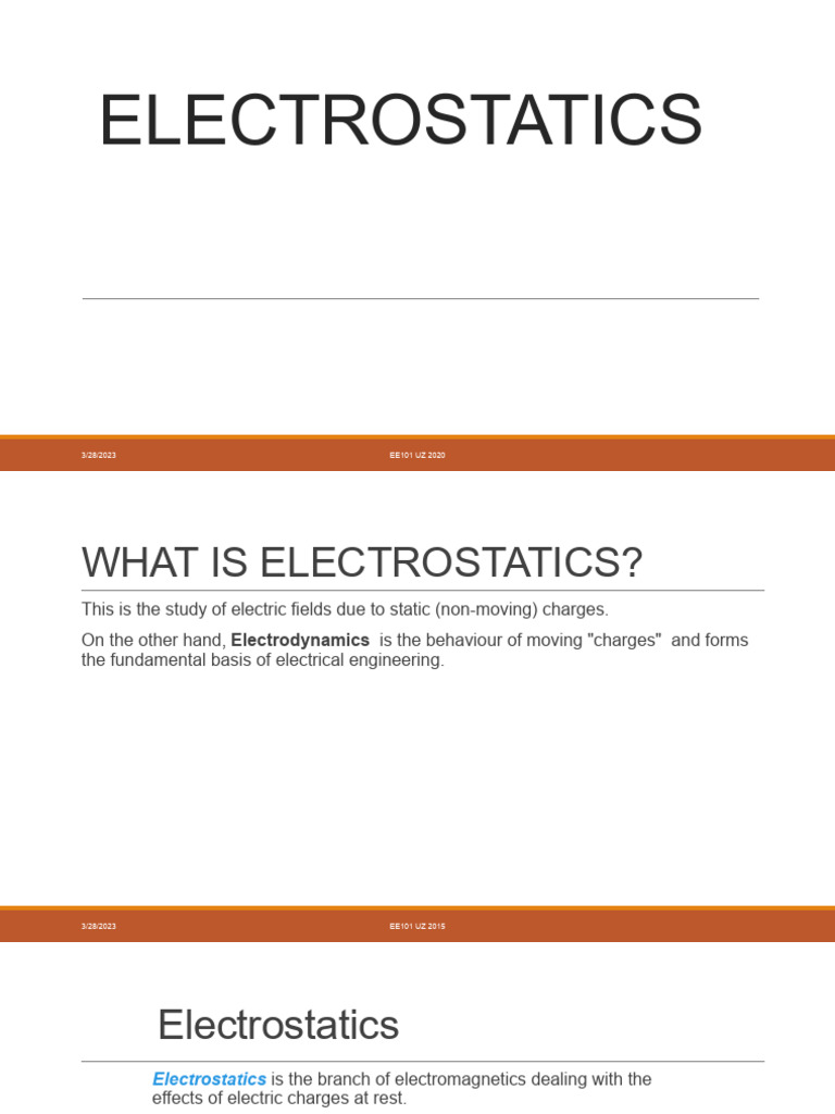 Chapt 6 Electrostatics | PDF