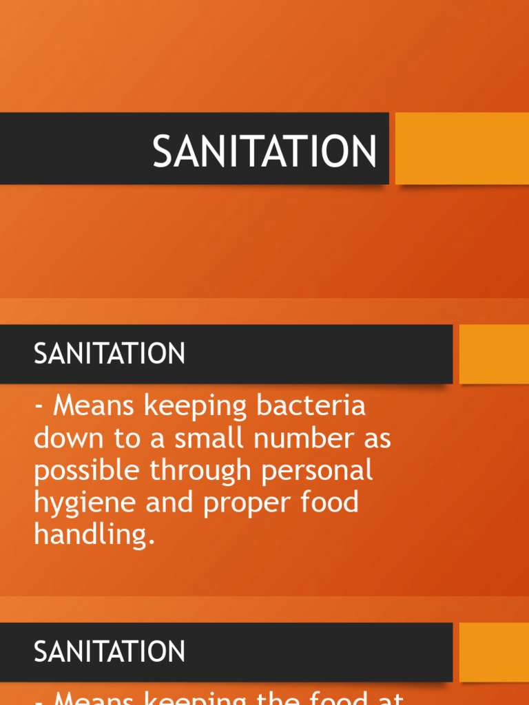 SANITATION | PDF | Kitchen Utensil | Hygiene