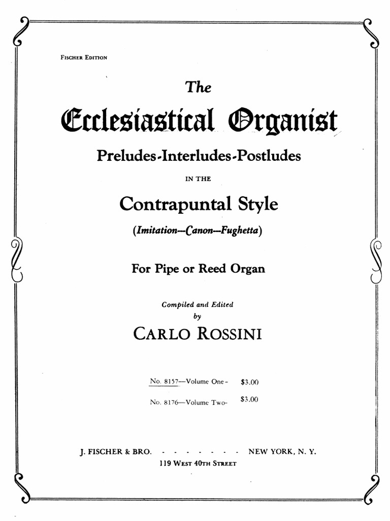 ROSSINI, Carlo - The Ecclesiastical Organist 1 | PDF