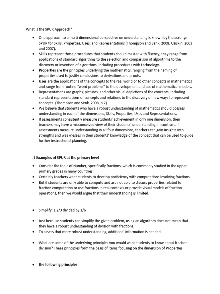 Understanding the SPUR Approach in Math | PDF
