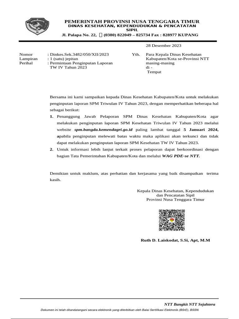 Surat Penginputan SPM TW4 23 | PDF